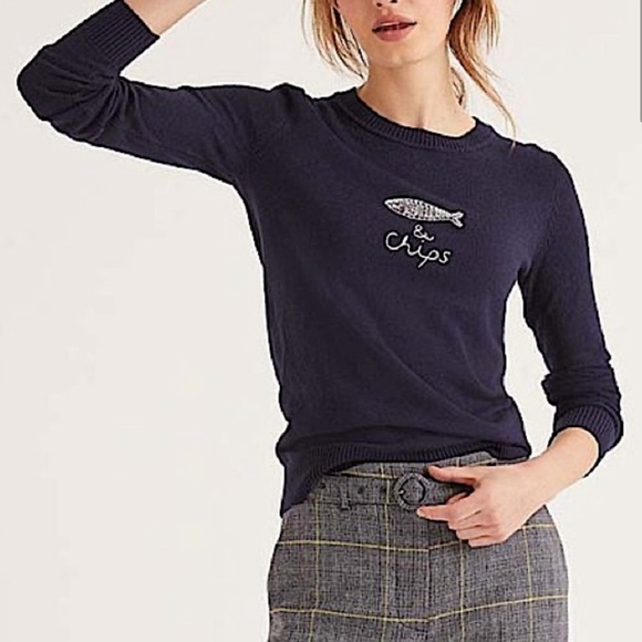 Boden | Sweaters | Nwt Boden Fish Chips Pullover Sweater Size M | Poshmark